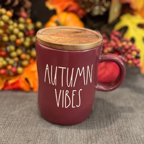 Rae Dunn | Dining | Rae Dunn Autumn Vibes Mug With Wooden Lid | Poshmark